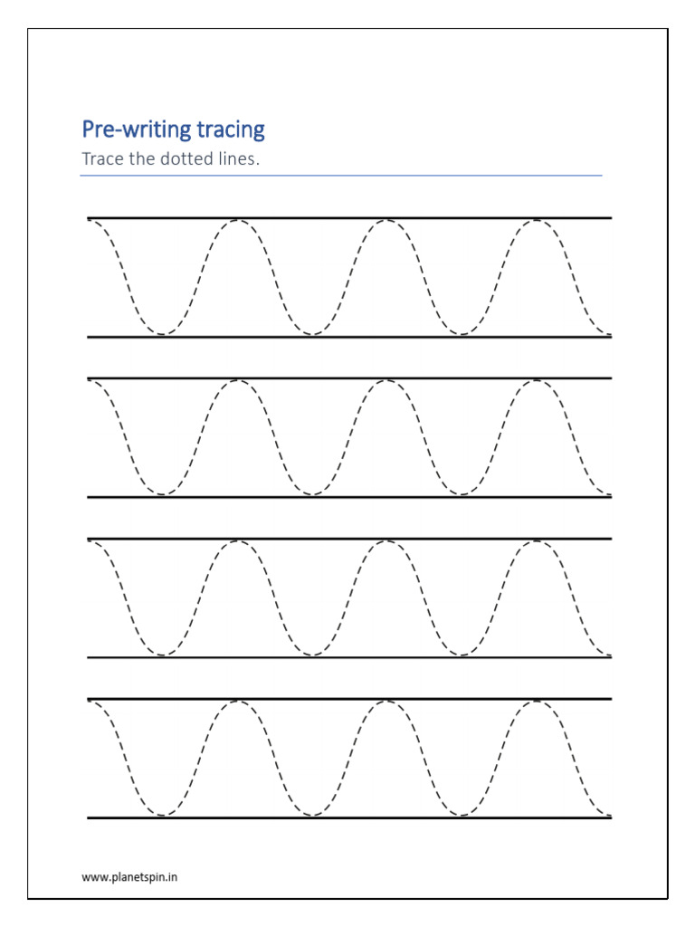 Pre Writing Tracing Trace The Dotted Lines | PDF