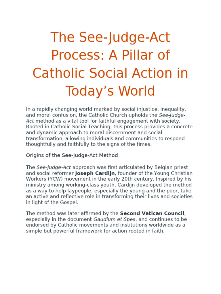 See-Judge-Act: A Catholic Framework | PDF | Theology | Catholic Church