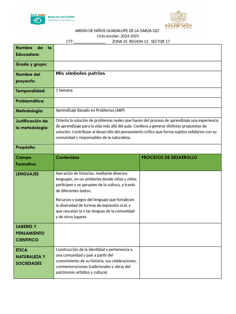 Proyecto "Mis Símbolos Patrios" 2024-2025 | PDF | Educación de la ...