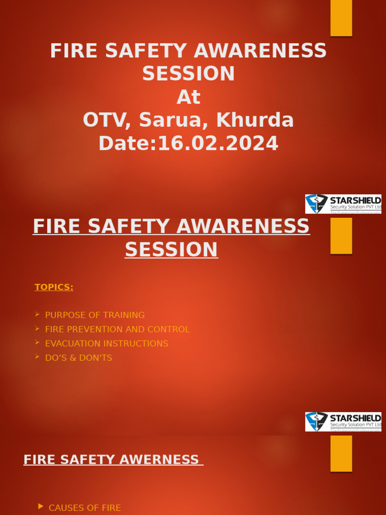 Fire Safety Awareness Training Session at Otv - Sarua - 16.02.24 | PDF