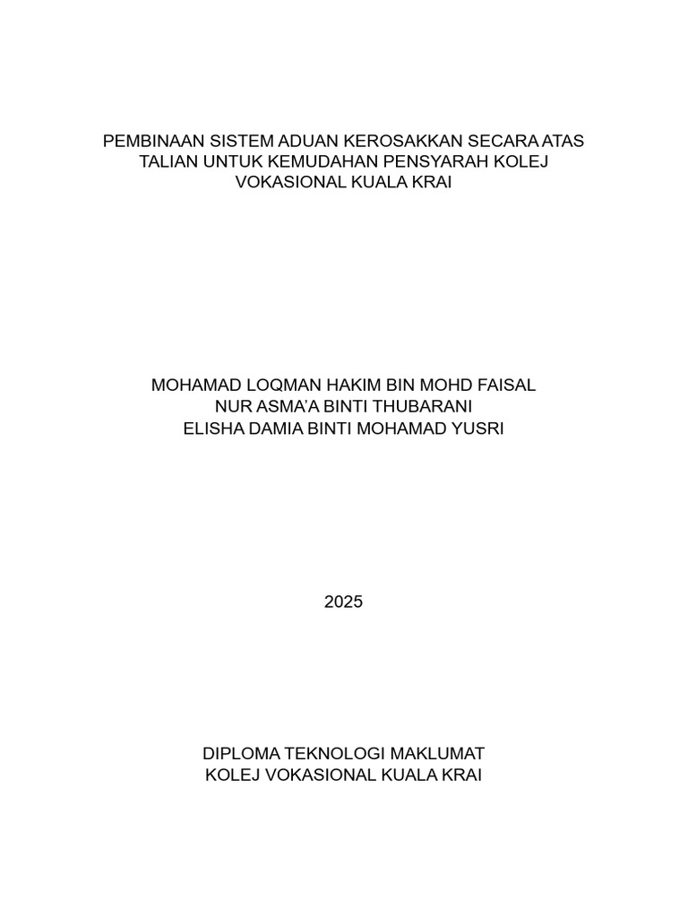 Sistem Aduan Kerosakan Atas Talian | PDF