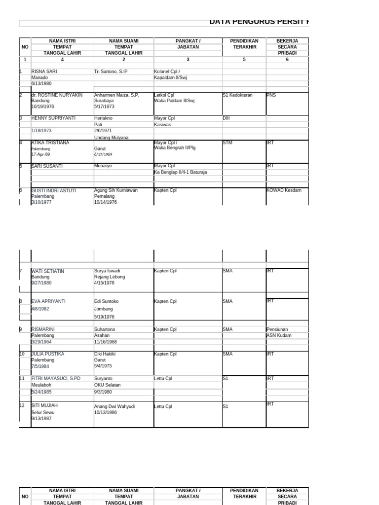 Biodata Pengurus | PDF