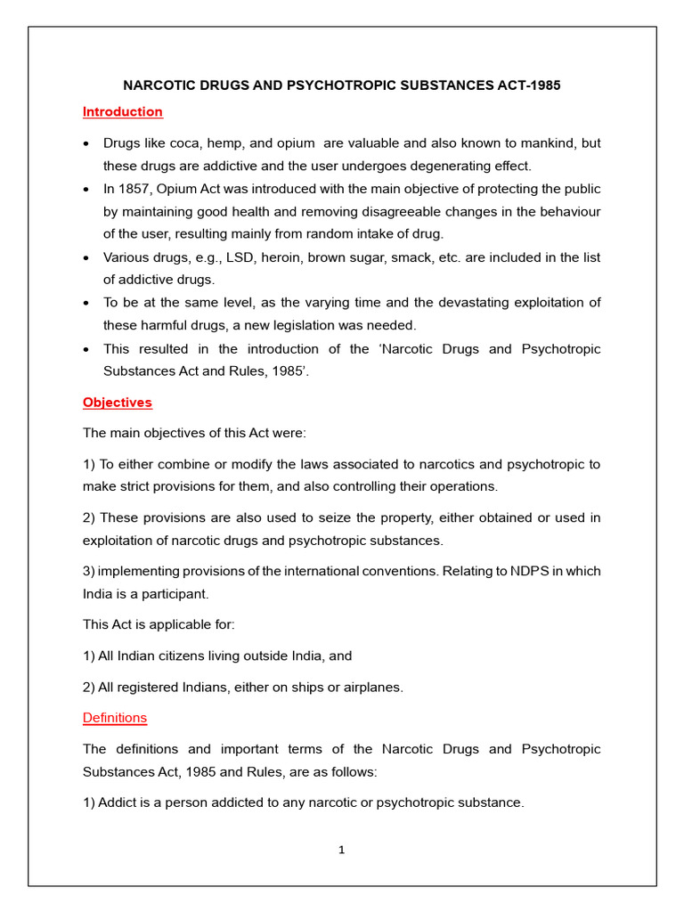 Narcotic Drugs and Psychotropic Substances Act | PDF | Opium | Narcotic