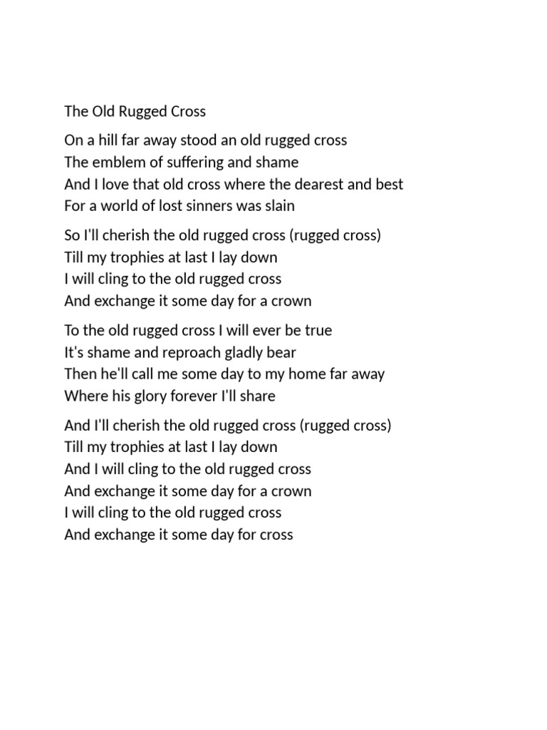 The Old Rugged Cross Lyrics PDF | PDF