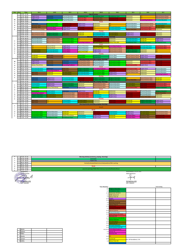 Lesson Schedule of Academic Year 2025-2026 | PDF
