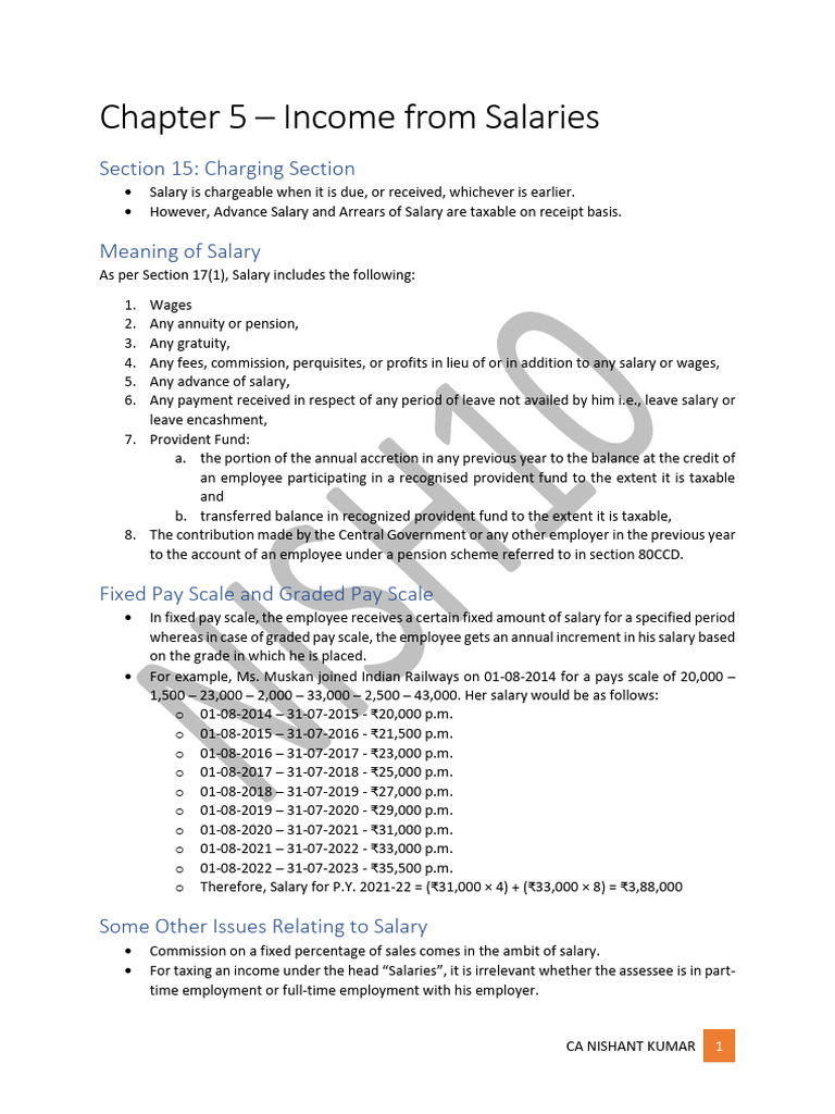 Chapter 5 - Income From Salaries | PDF | Cost Of Living | Employee Benefits
