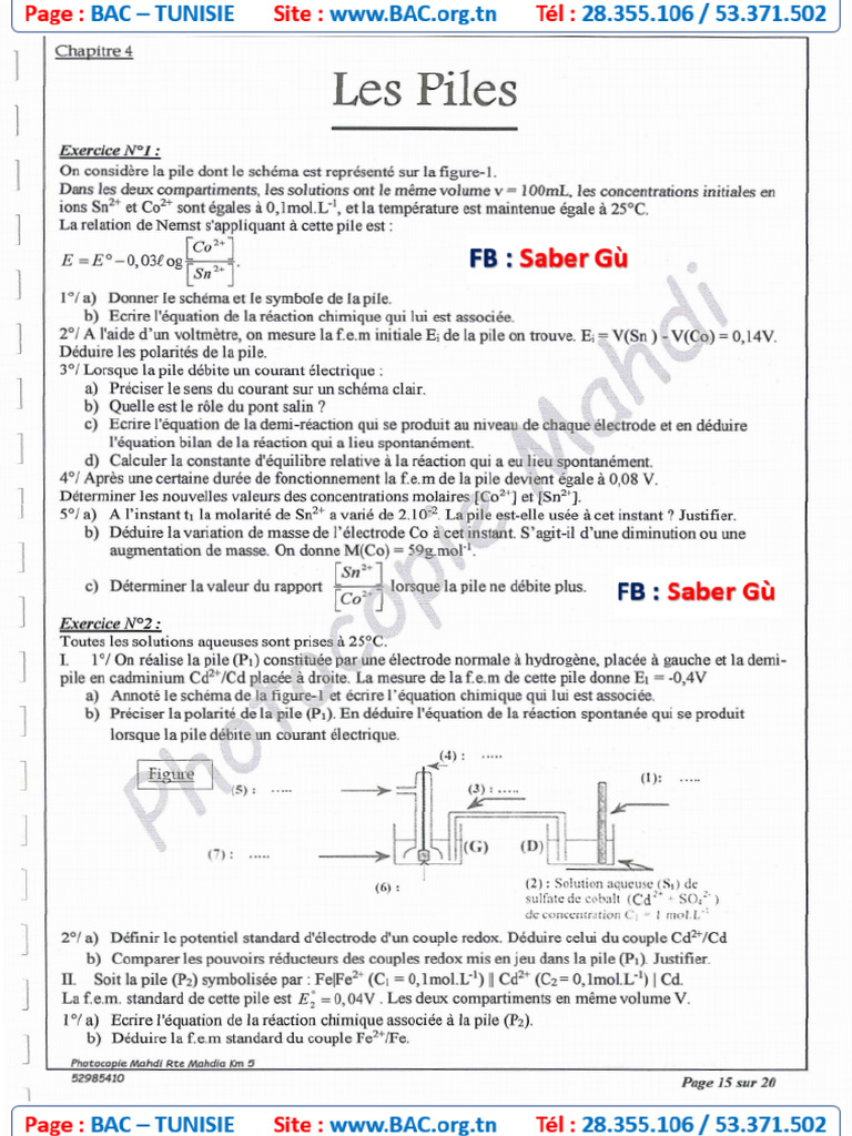 Série Révision - Les Piles - MR Mtibaa - PDF ( (Chap 4) ) - Sfax | PDF