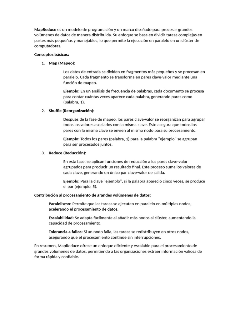 MapReduce Es Un Modelo de Programación y Un Marco Diseñado para ...