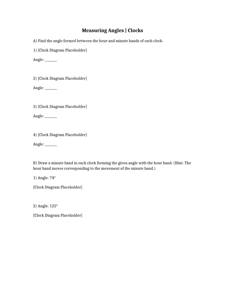 Measuring Angles Clocks Fixed | PDF