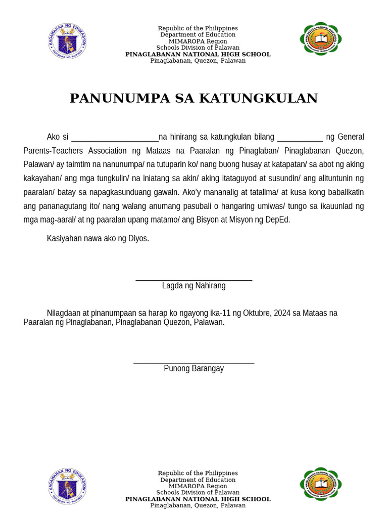 Panunumpa Sa Katungkulan | PDF