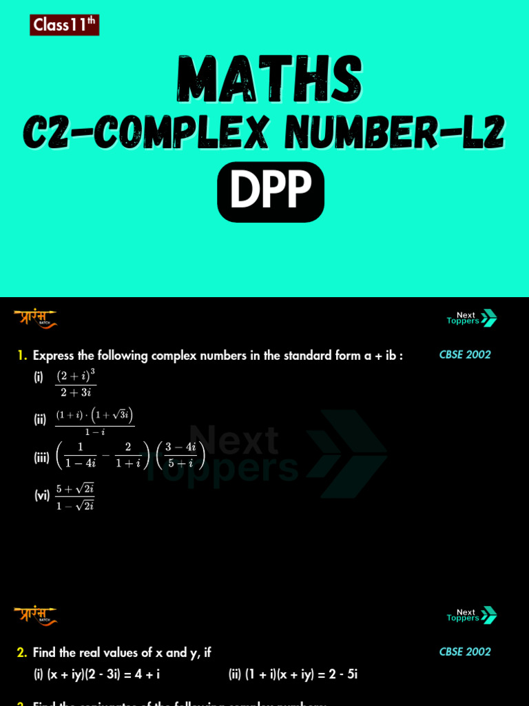 DPP Complex Numbers - L2 | PDF
