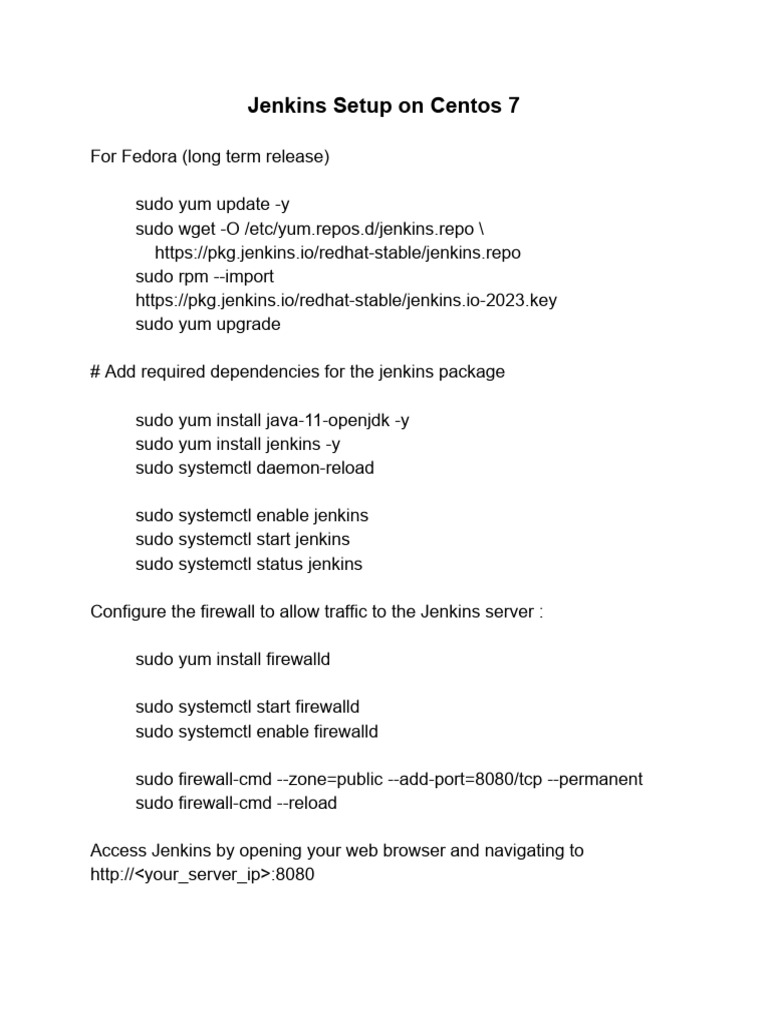 Jenkins Setup On Centos 7 | PDF