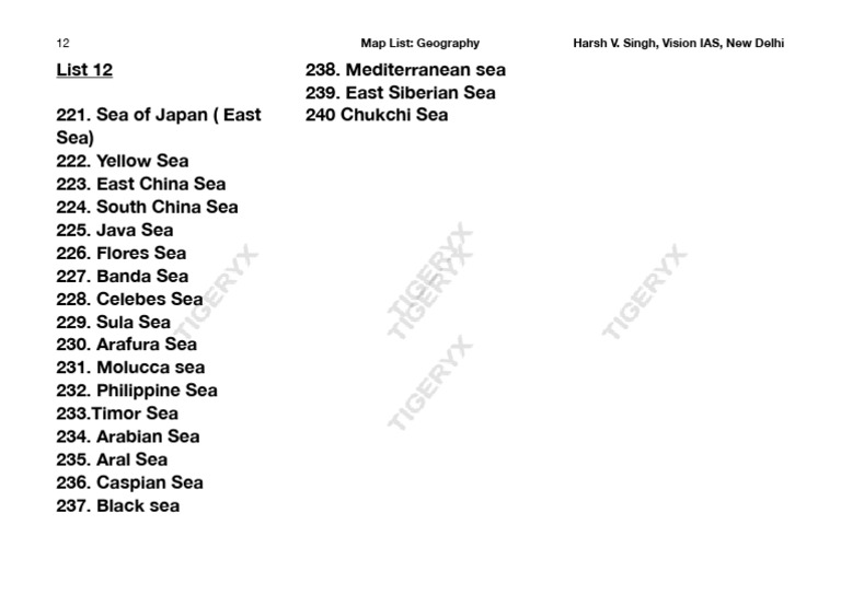 List of Major Seas by Geography | PDF