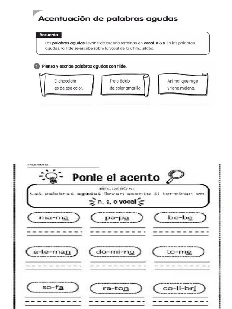 Palabras Agudas | PDF