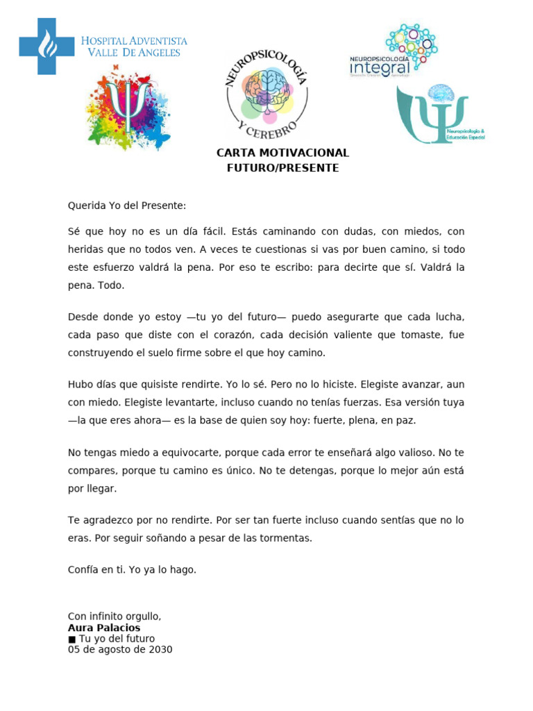 Actividad 4 Documento Carta Yo Del Futuro DXX | PDF