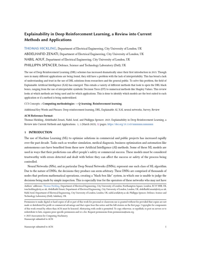 Explainability in Deep Reinforcement Learning, A Review Into Current ...