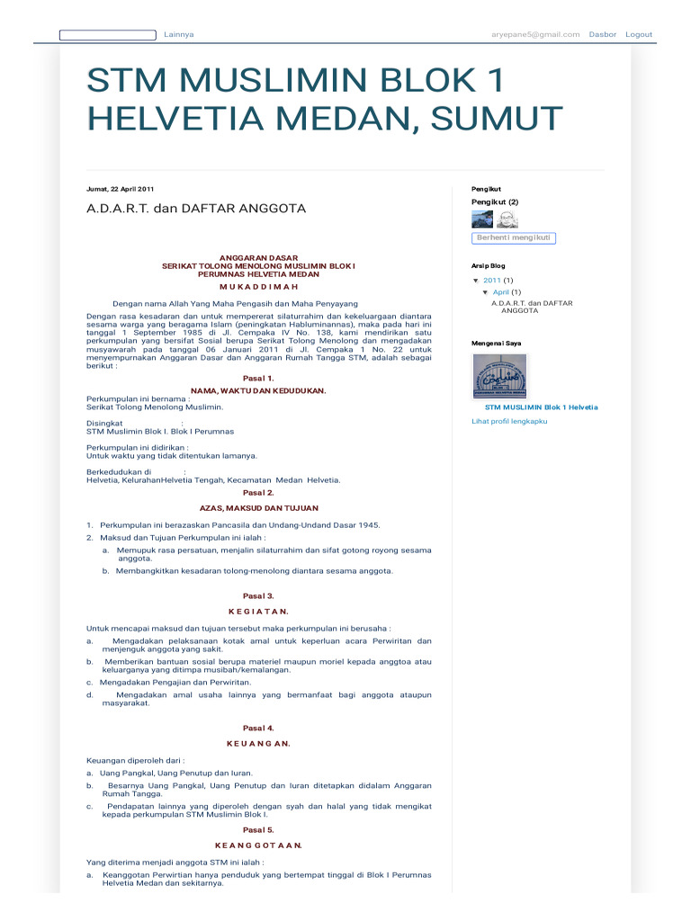 STM MUSLIMIN BLOK 1 HELVETIA MEDAN, SUMUT - A.D.A.R.T. Dan DAFTAR | PDF