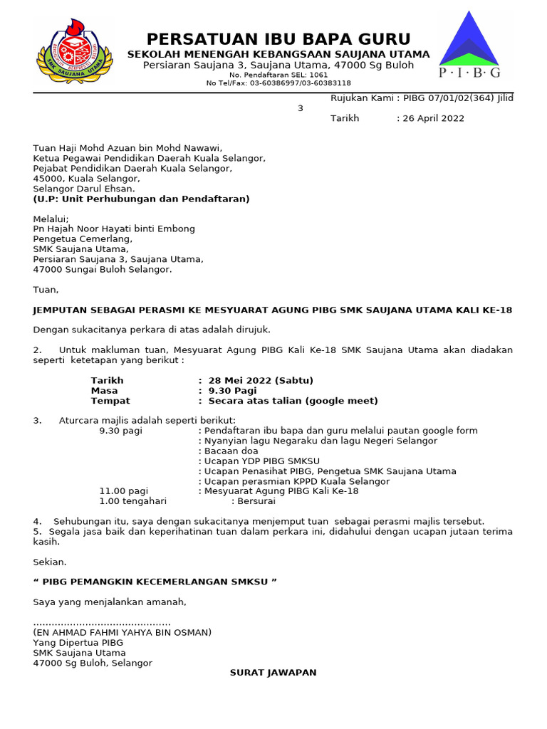 Surat Jemputan Perasmi | PDF