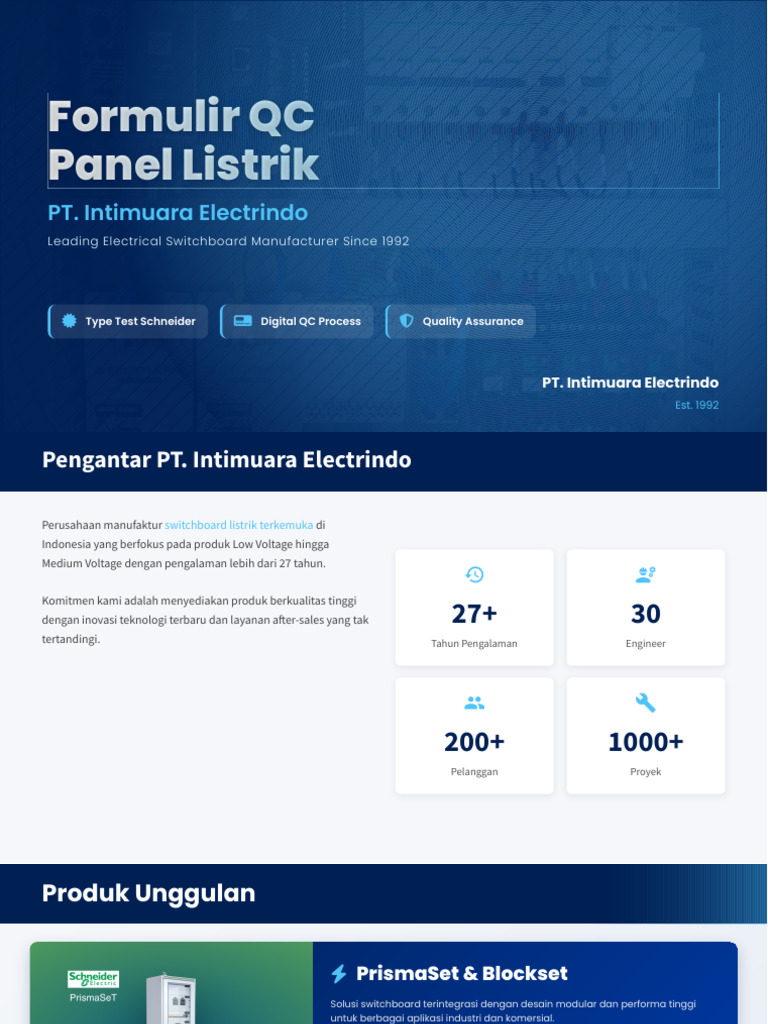 Formulir QC Panel Listrik PT. Intimuara Electrindo | PDF