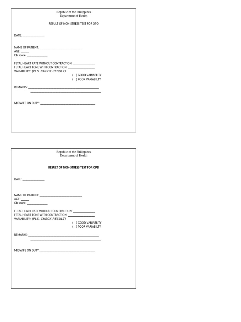 02 Ob CTG NST Slip For DR Form | PDF
