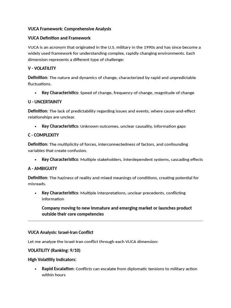 VUCA Framework | PDF | Electric Vehicle | Leadership