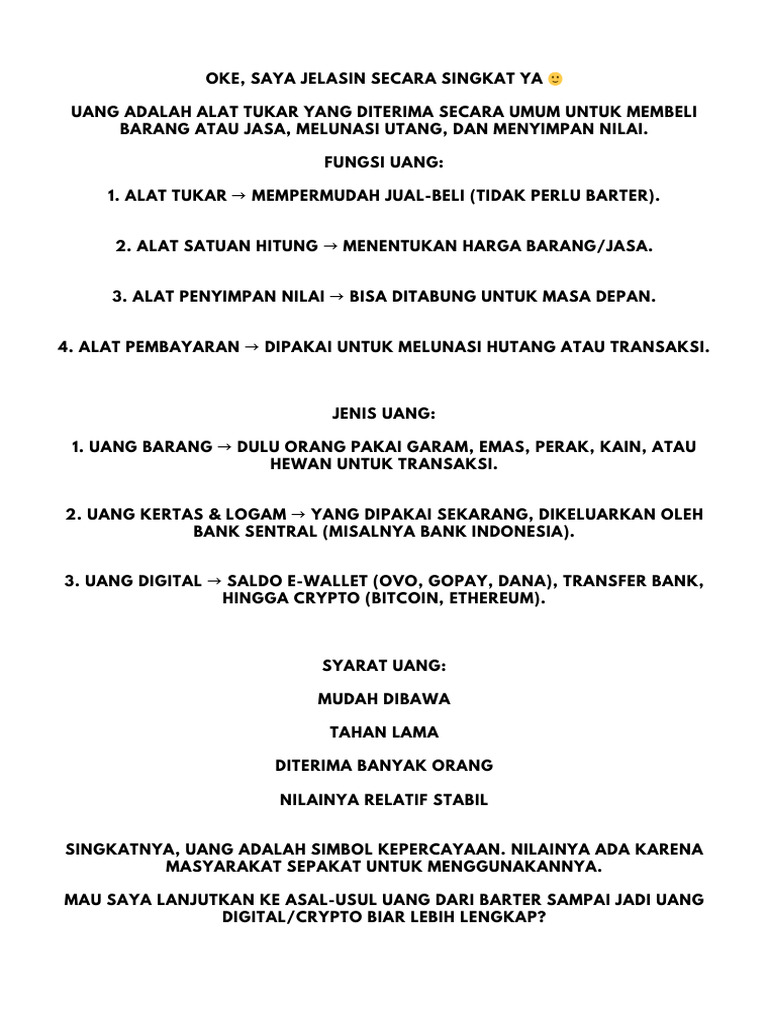 Fungsi dan Jenis Uang Modern | PDF