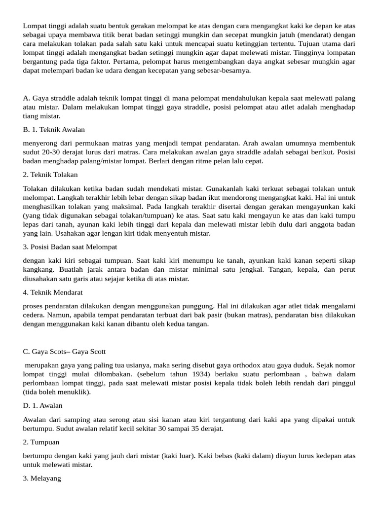 Teknik Lompat Tinggi Gaya Scots | PDF