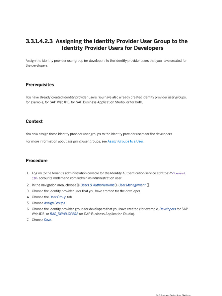 Sap Cloud Identity Providers For Users | PDF