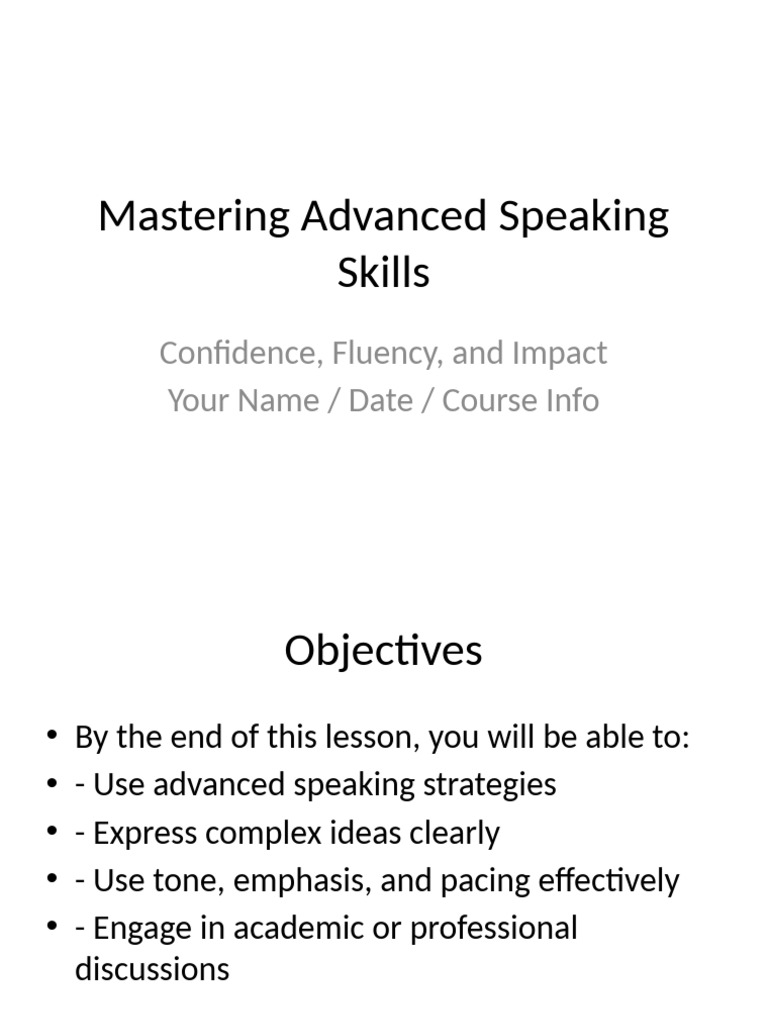 Advanced Speaking Skills | PDF | Fluency | Cognitive Science