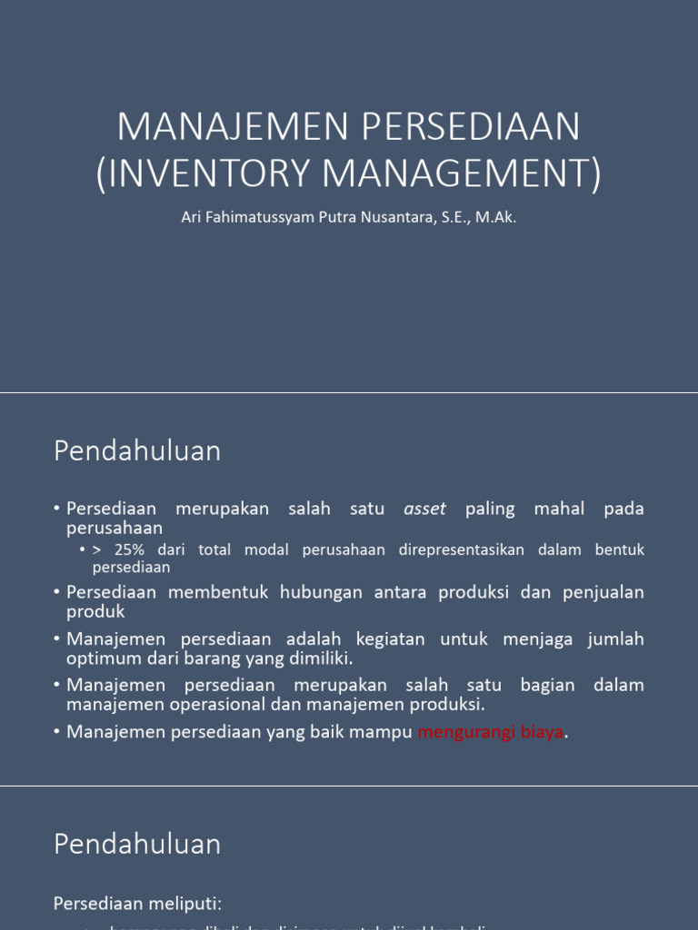 Manajemen Persediaan (Inventory Management) | PDF