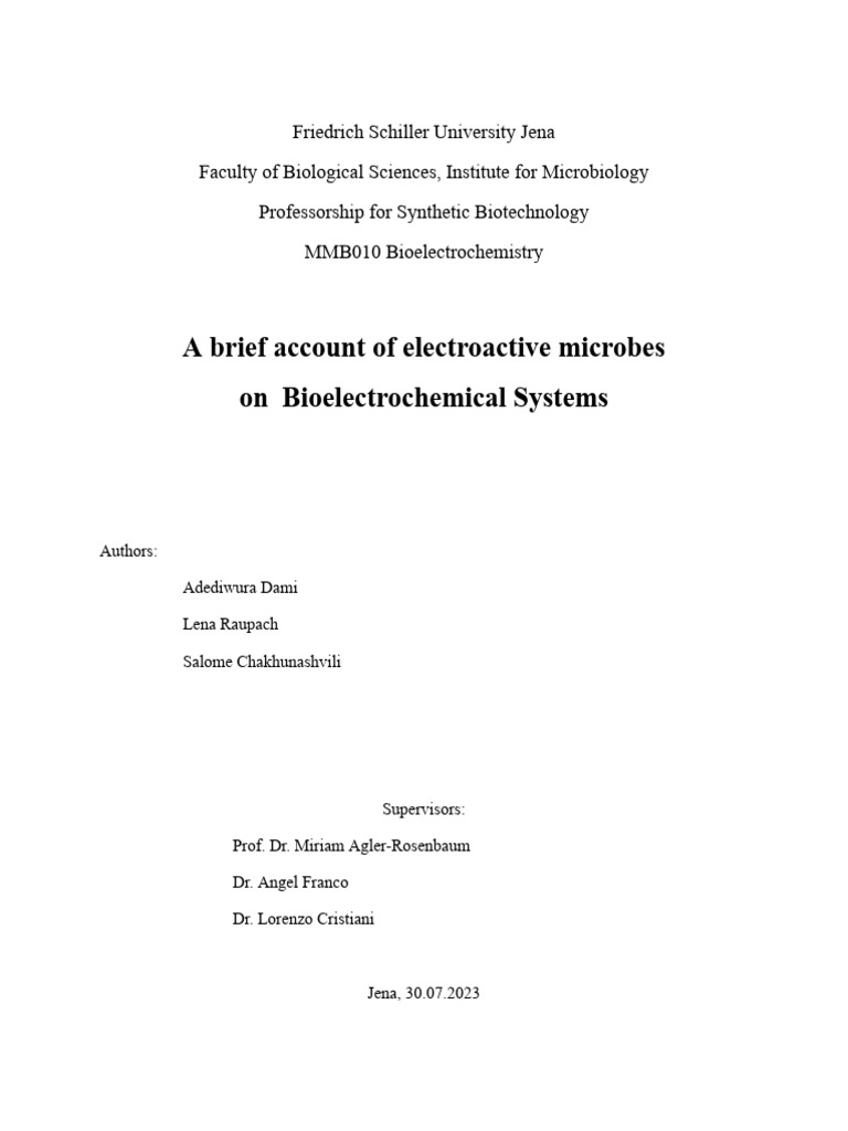 Bioelectrochemistry of Microbial Fuel Cells | PDF | Electrode ...