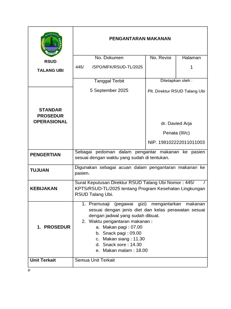 Sop Pemeriksaan Sampel Makanan | PDF