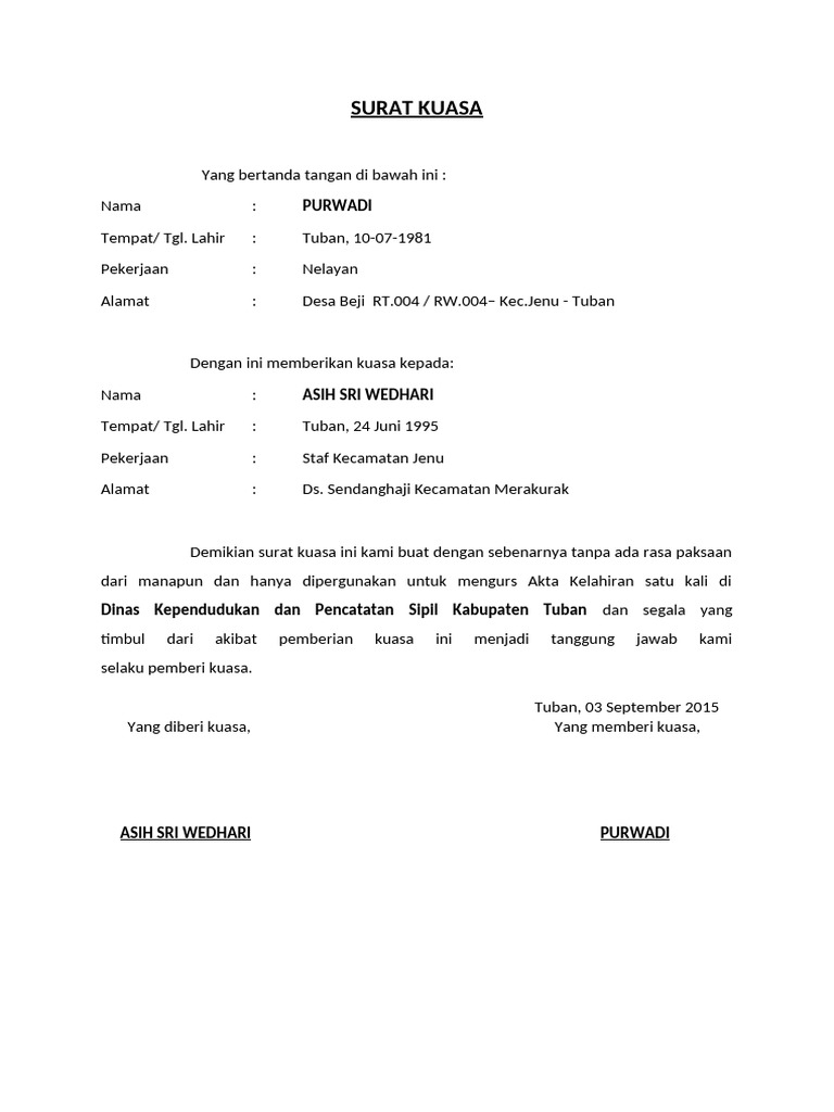 Surat Kuasa Akte | PDF