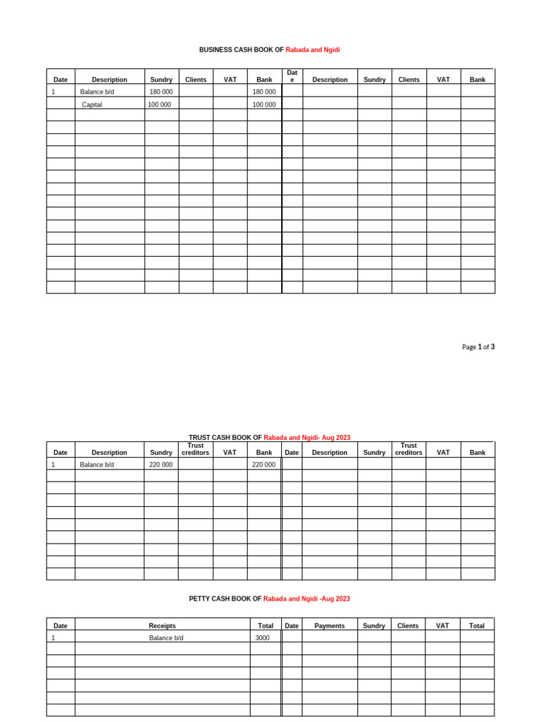 Answer Sheet (Books of Prime Entry) (MS Word) | PDF