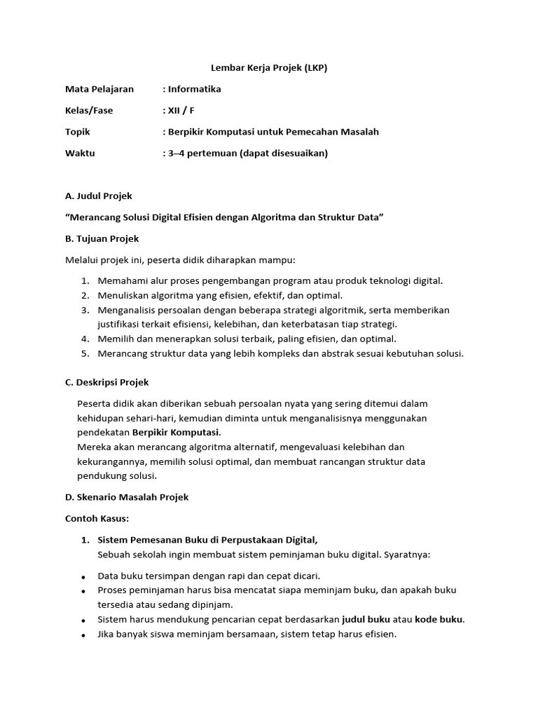 Lembar Kerja Projek | PDF