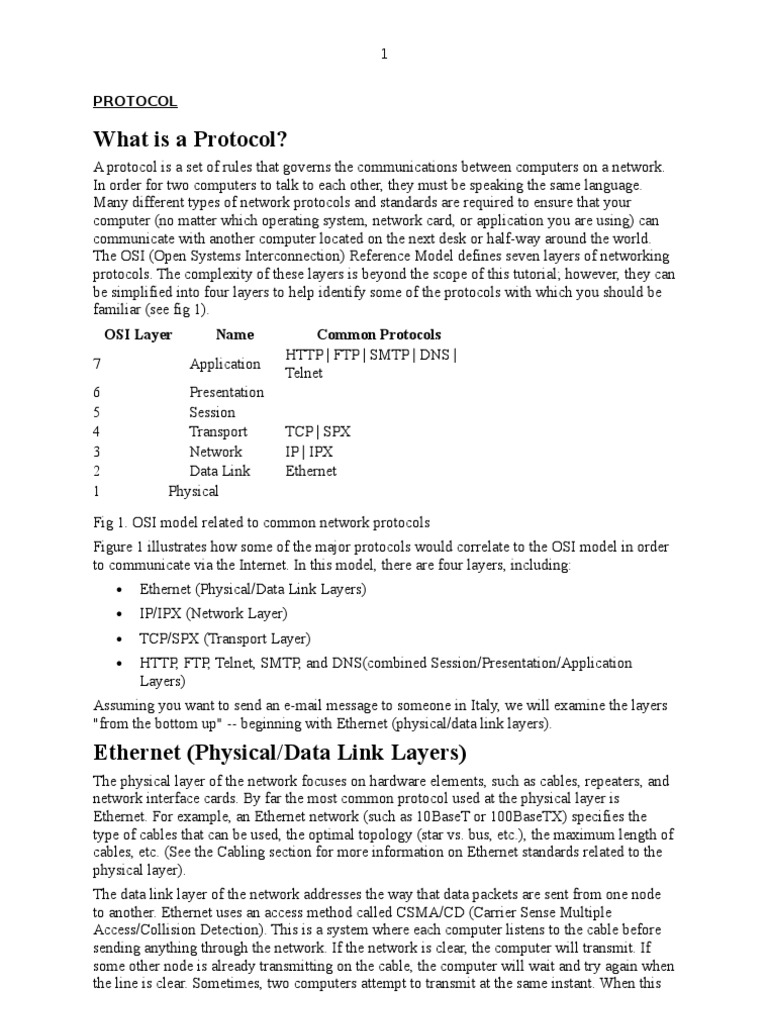 What Is A Protocol?: OSI Layer Name Common Protocols | PDF | Ethernet ...