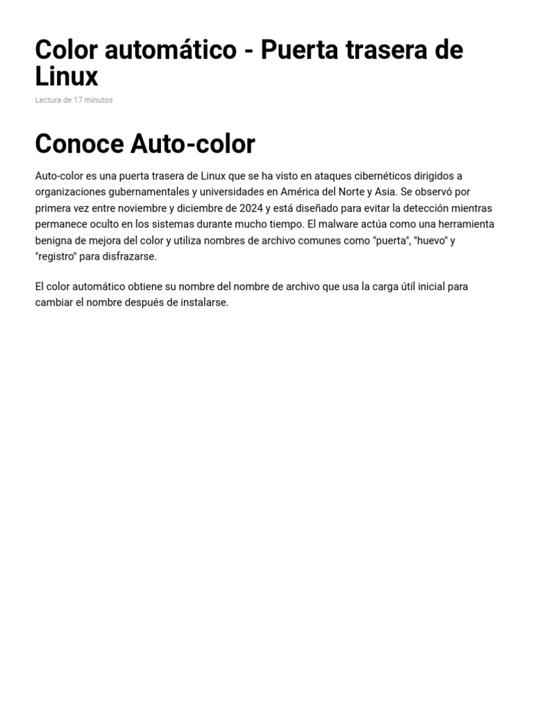 Color Automático - Puerta Trasera de Linux - ZW01f | PDF | Archivo de ...
