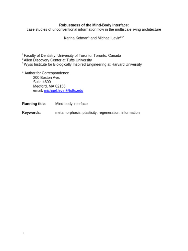 Mind-Body Interface: Unconventional Insights | PDF ...