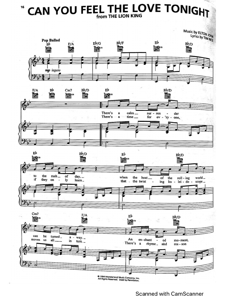 Can You Feel The Love Tonight Score Shee | PDF