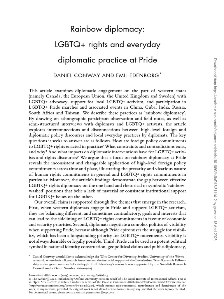 Rainbow Diplomacy | PDF | Diplomacy | Diplomatic Mission