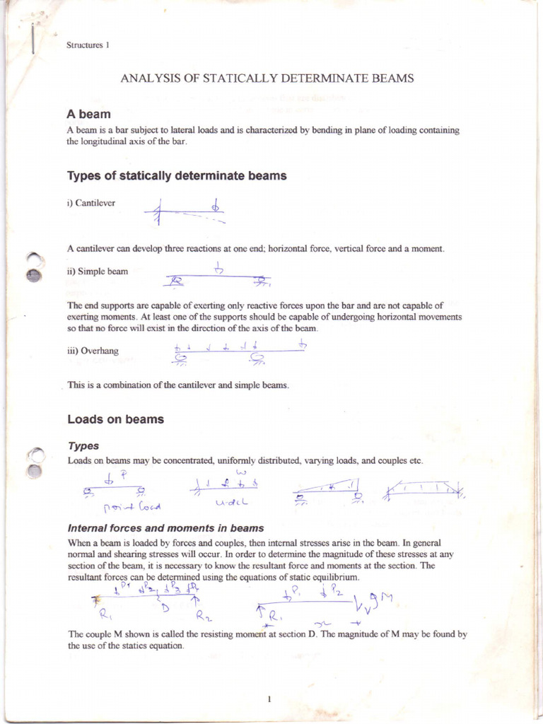 Analysis of Statically Determinate Beams | PDF