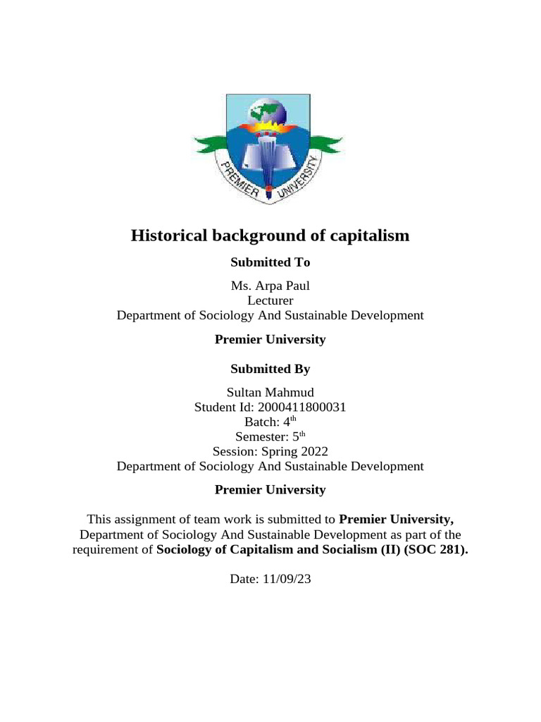 Historical Background of Capitalism | PDF | Capitalism | Mercantilism