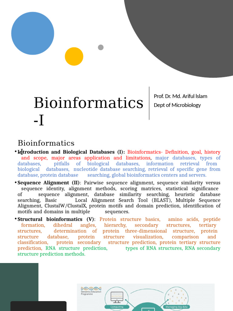 Introduction and Biological Databases | PDF | Bioinformatics | Sequence Alignment