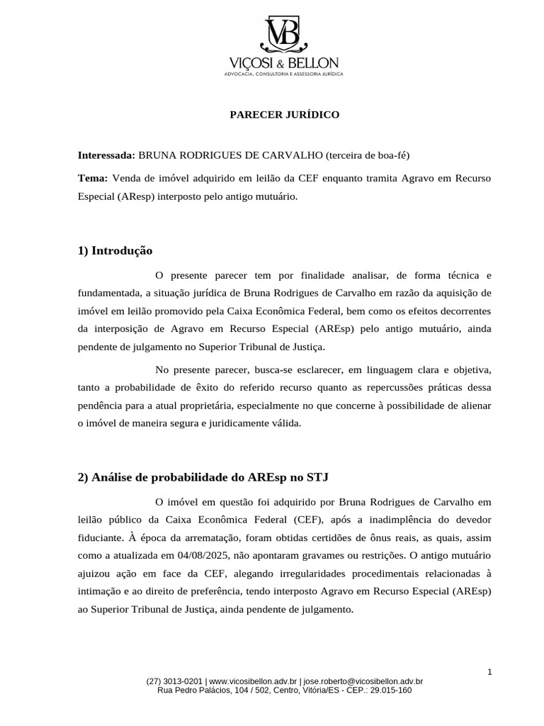 Parecer sobre Venda de Imóvel em Leilão | PDF | Direito Civil (sistema ...