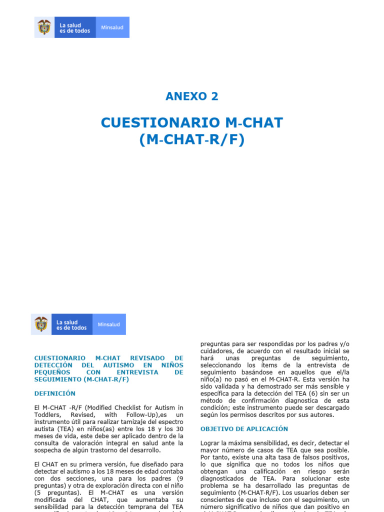 Test m-Chat | PDF | Autismo | Ciencias del comportamiento