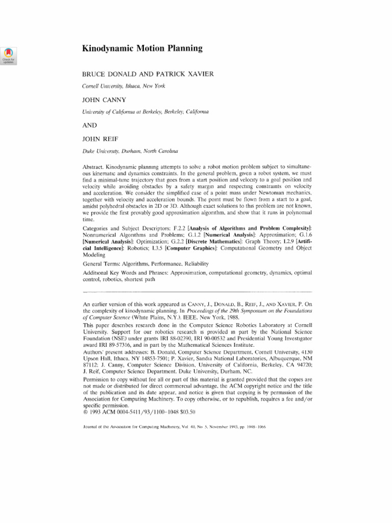 Kinodynamic Motion Planninge FDFDFDFDFDF | PDF | Kinematics | Acceleration