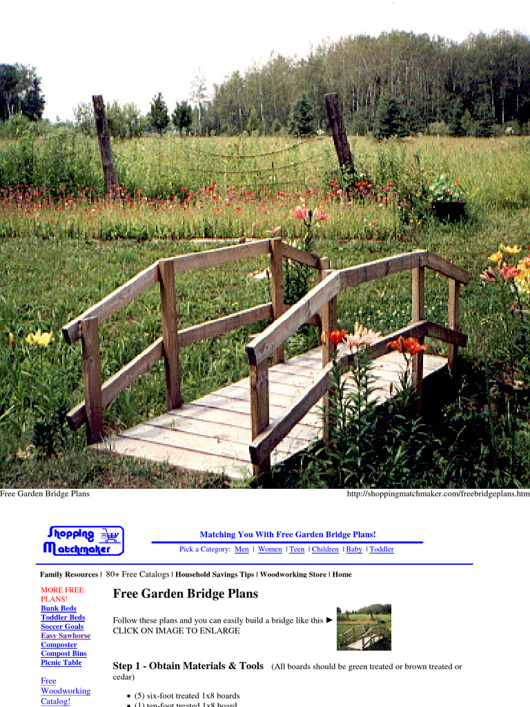 DIY Garden Bridge Construction Guide | PDF | Screw | Drill