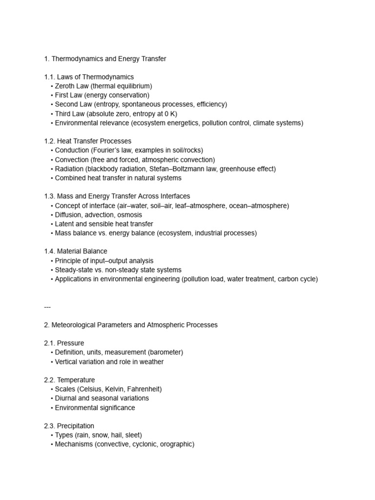 Fundamentals of Environmental Science Syllabus - 1 | PDF | Humidity ...