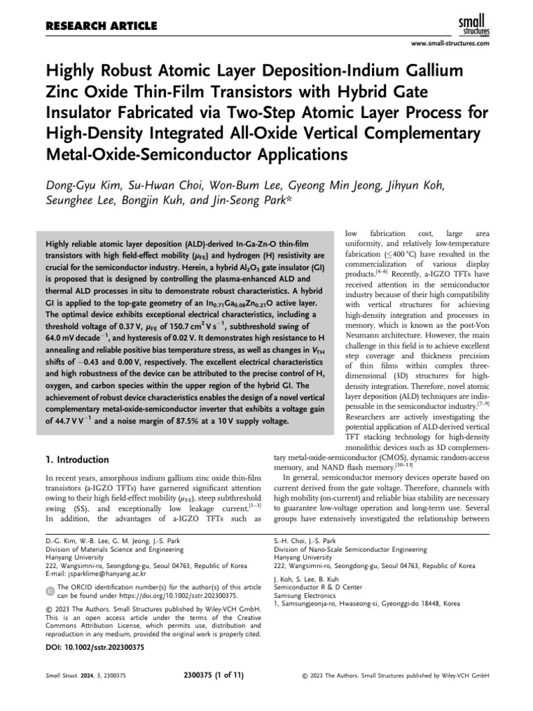 Small Structures - 2023 - Kim - Highly Robust Atomic Layer Deposition ...