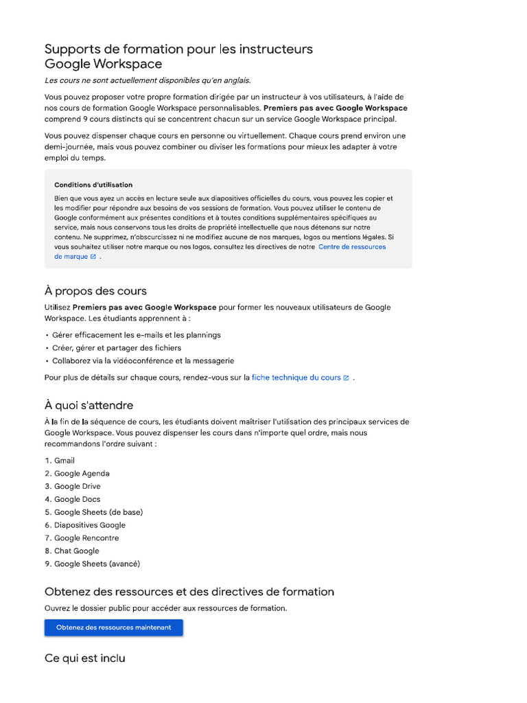 Supports de Formation Pour Les Instructeurs Google Workspace | PDF